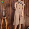 Tea Color Chinese Dress Cheongsam 100% Cotton Material For Daily Wear