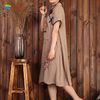 Tea Color Chinese Dress Cheongsam 100% Cotton Material For Daily Wear