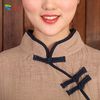 Tea Color Chinese Dress Cheongsam 100% Cotton Material For Daily Wear