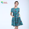 Knee Length Short Cotton Summer Dresses Flower Pattern Printing , None Decoration