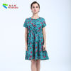 Knee Length Short Cotton Summer Dresses Flower Pattern Printing , None Decoration