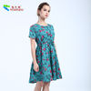 Knee Length Short Cotton Summer Dresses Flower Pattern Printing , None Decoration