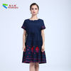 Breathable Embroidered Cotton Dress / Midi Dresses Floral Pattern Type