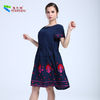 Breathable Embroidered Cotton Dress / Midi Dresses Floral Pattern Type