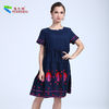 Breathable Embroidered Cotton Dress / Midi Dresses Floral Pattern Type