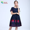 Breathable Embroidered Cotton Dress / Midi Dresses Floral Pattern Type
