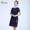 Breathable Embroidered Cotton Dress / Midi Dresses Floral Pattern Type