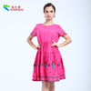 Comfortable Fashion Pure Color Embroidered Cotton Dress Odm Waist For Mother