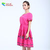 Comfortable Fashion Pure Color Embroidered Cotton Dress Odm Waist For Mother