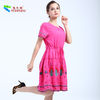 Comfortable Fashion Pure Color Embroidered Cotton Dress Odm Waist For Mother