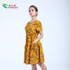 High Waist Style Short Cotton Summer Dresses O Neck Neckline With Pocket