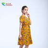 High Waist Style Short Cotton Summer Dresses O Neck Neckline With Pocket