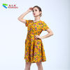 High Waist Style Short Cotton Summer Dresses O Neck Neckline With Pocket