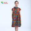 Elegant Cotton Short Frock Dress Stand Neckline Environmentally Friendly