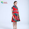 Women'S Short Sleeve Summer Dresses , Stand Neckline Short Red Summer Dress