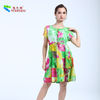Trendy Flower Printed Short Cotton Summer Dresses Optional Pattern Custom Size