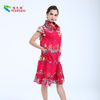 Comfortable Red Short Cotton Summer Dresses Floral Pattern For Mature Woman