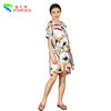 Chinese Sexy Design Short Cotton Summer Dresses Short Sleeve , Ink Painting Pattern