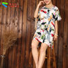 Chinese Sexy Design Short Cotton Summer Dresses Short Sleeve , Ink Painting Pattern