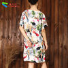 Chinese Sexy Design Short Cotton Summer Dresses Short Sleeve , Ink Painting Pattern