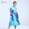 Blue Long Cotton Casual Dresses Natural Waistline For Women Eco Friendly