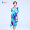 Blue Long Cotton Casual Dresses Natural Waistline For Women Eco Friendly