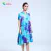 Blue Long Cotton Casual Dresses Natural Waistline For Women Eco Friendly