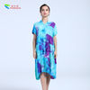 Blue Long Cotton Casual Dresses Natural Waistline For Women Eco Friendly