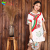 Floral Pattern Sexy Short White Cotton Dress Straight Silhouette For Ladies