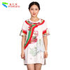 Floral Pattern Sexy Short White Cotton Dress Straight Silhouette For Ladies