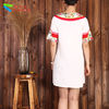 Floral Pattern Sexy Short White Cotton Dress Straight Silhouette For Ladies