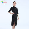 Washable Black Chinese Dress Cheongsam With Mandarin Collar Neckline