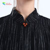 Washable Black Chinese Dress Cheongsam With Mandarin Collar Neckline