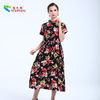 YIZHIQIU Custom A-Line Floral Print Long Black Dress