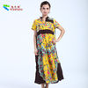 Chinese Style Oriental V Neck Cotton Dress Modern Fashion Style With Short Sleeve
