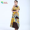 Chinese Style Oriental V Neck Cotton Dress Modern Fashion Style With Short Sleeve