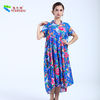 YIZHIQIU Customized Printing Blue Floral Beach Dress