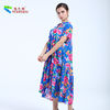 YIZHIQIU Customized Printing Blue Floral Beach Dress