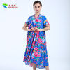 YIZHIQIU Customized Printing Blue Floral Beach Dress