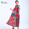 YIZHIQIU Red Sexy Retro Flower V Neck Maxi Dress