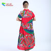YIZHIQIU Red Sexy Retro Flower V Neck Maxi Dress