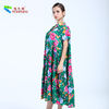YIZHIQIU Oem Green Peony Pattern Custom Maxi Dress