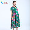 YIZHIQIU Oem Green Peony Pattern Custom Maxi Dress