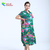 YIZHIQIU Oem Green Peony Pattern Custom Maxi Dress