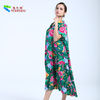 YIZHIQIU Oem Green Peony Pattern Custom Maxi Dress