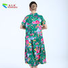 YIZHIQIU Oem Green Peony Pattern Custom Maxi Dress