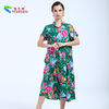 YIZHIQIU Oem Green Peony Pattern Custom Maxi Dress