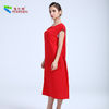Red Pure Color Ladies Cotton Summer Dresses With Shoulder Pattern Print