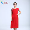 Red Pure Color Ladies Cotton Summer Dresses With Shoulder Pattern Print