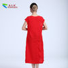 Red Pure Color Ladies Cotton Summer Dresses With Shoulder Pattern Print